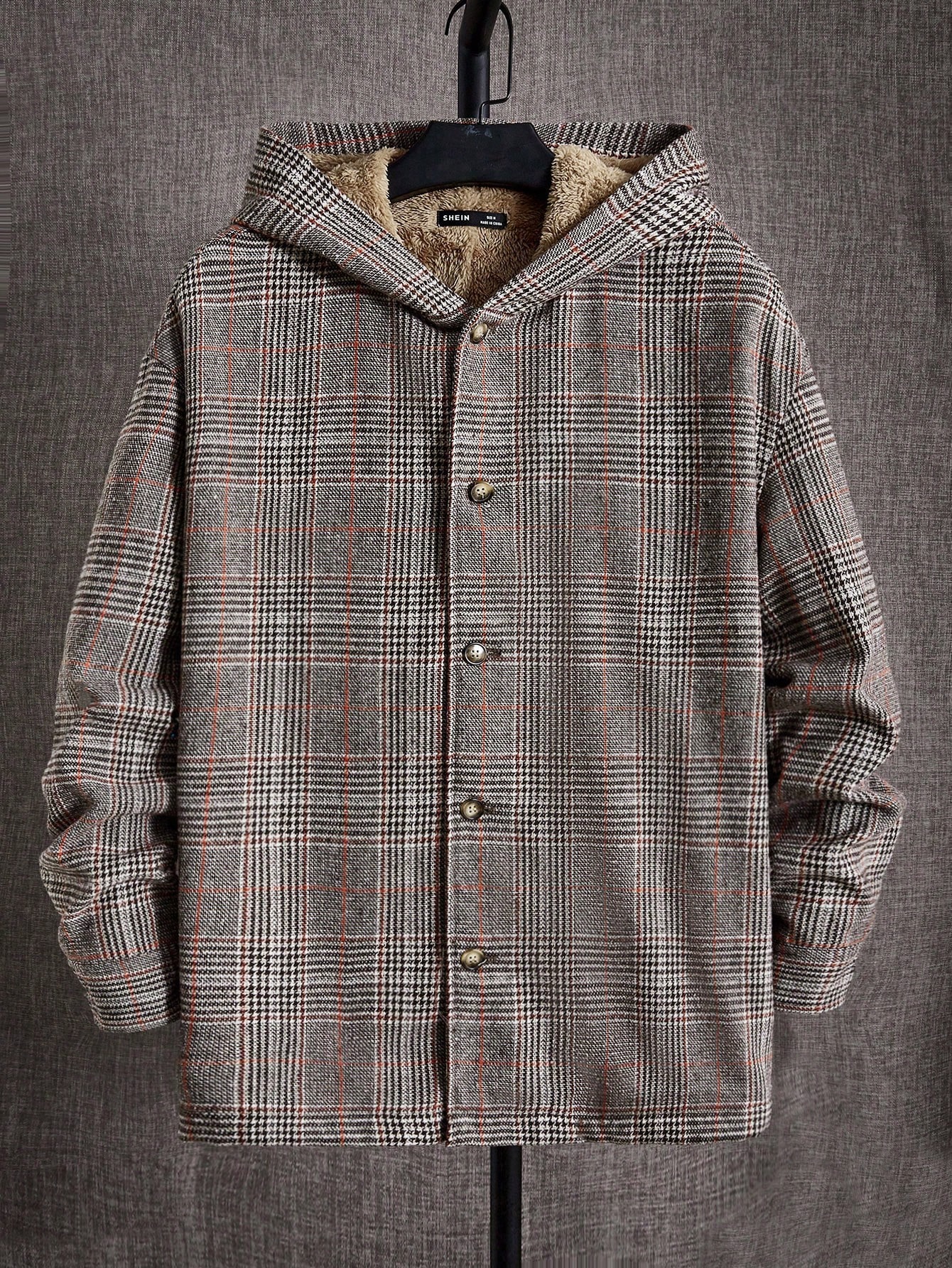 Manfinity Hypemode Men Plaid Print Hooded Thermal Lined Jacket