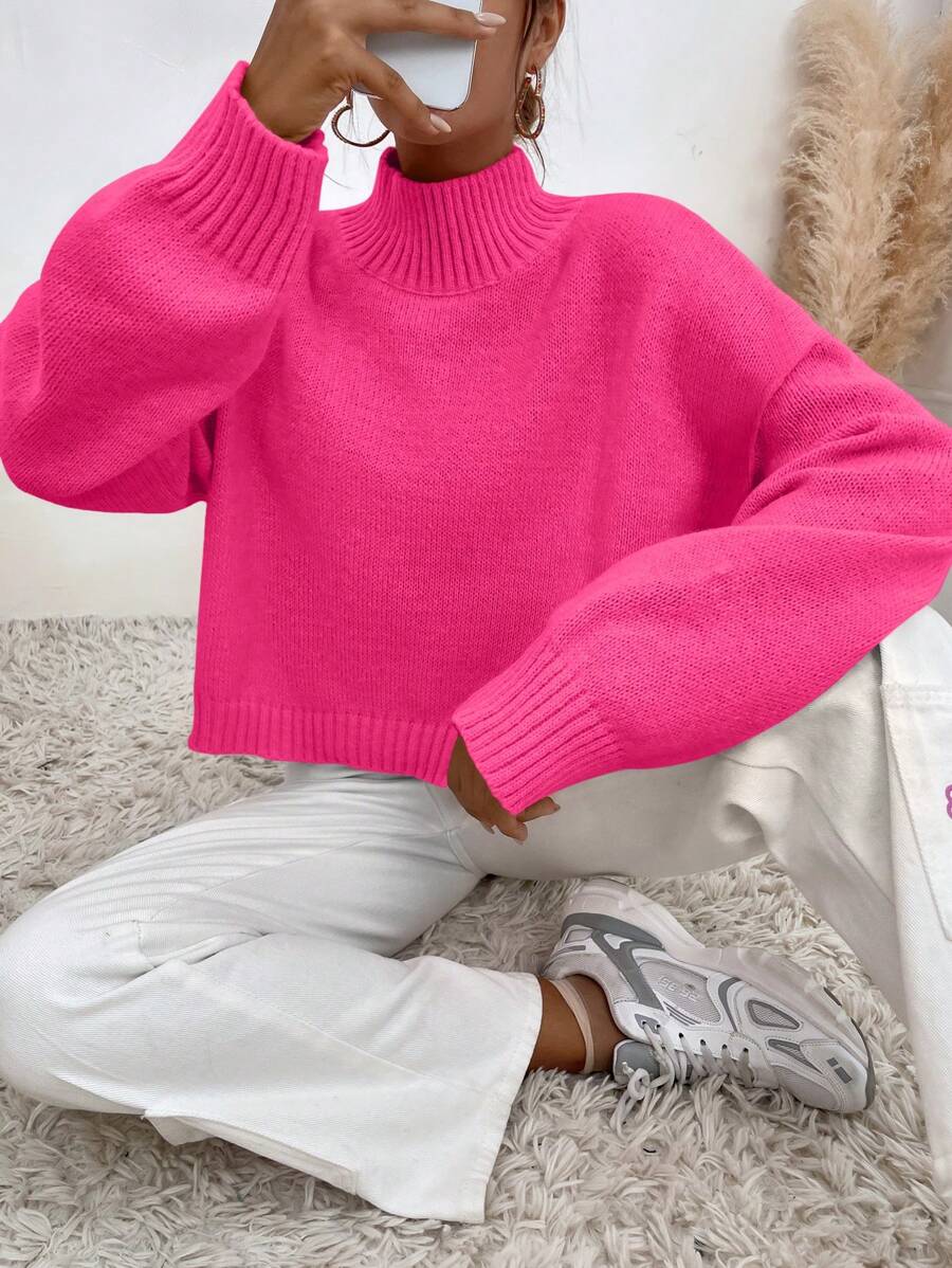 Shein Frenchy Mock Neck Drop Shoulder Sweater Shein South Africa