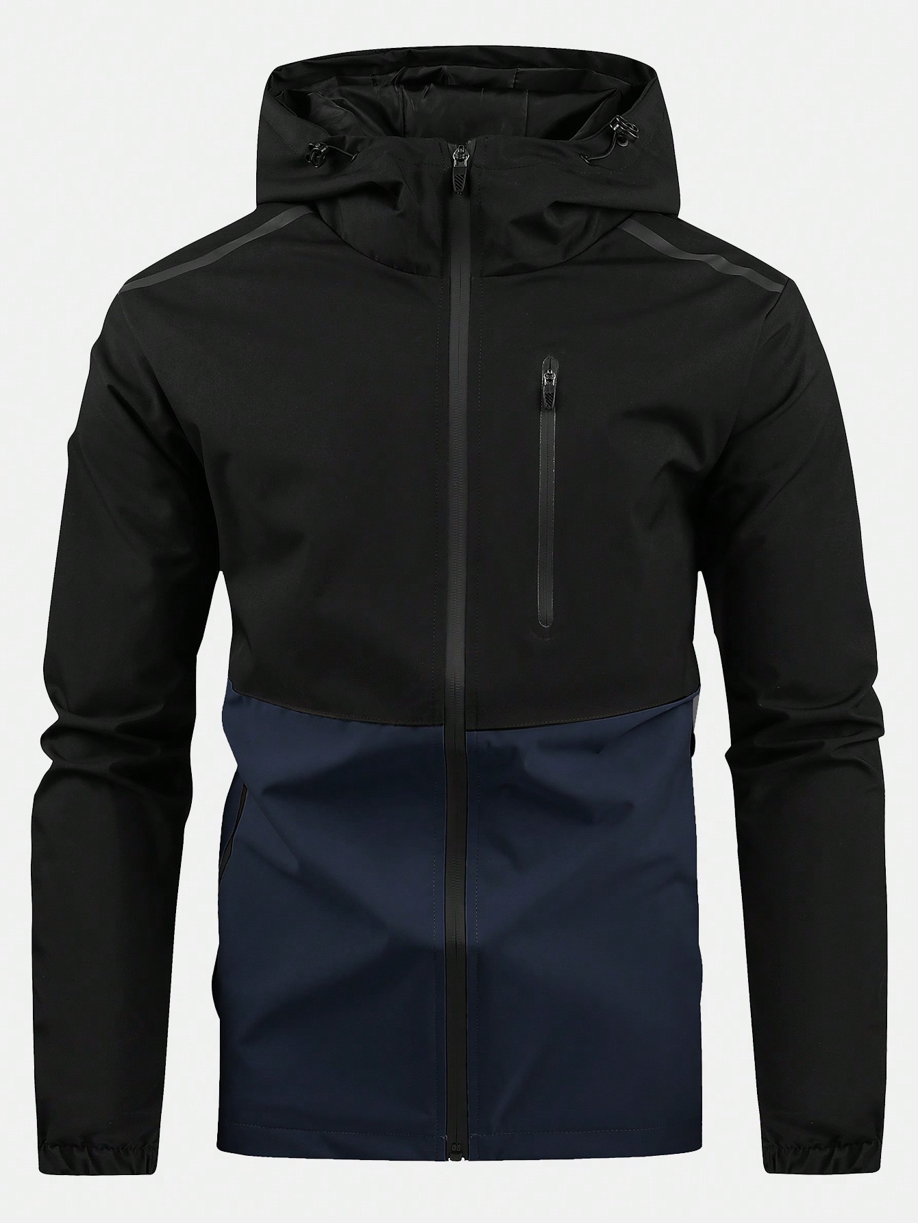 Men Two Tone Zip Up Hooded Sports Jacket