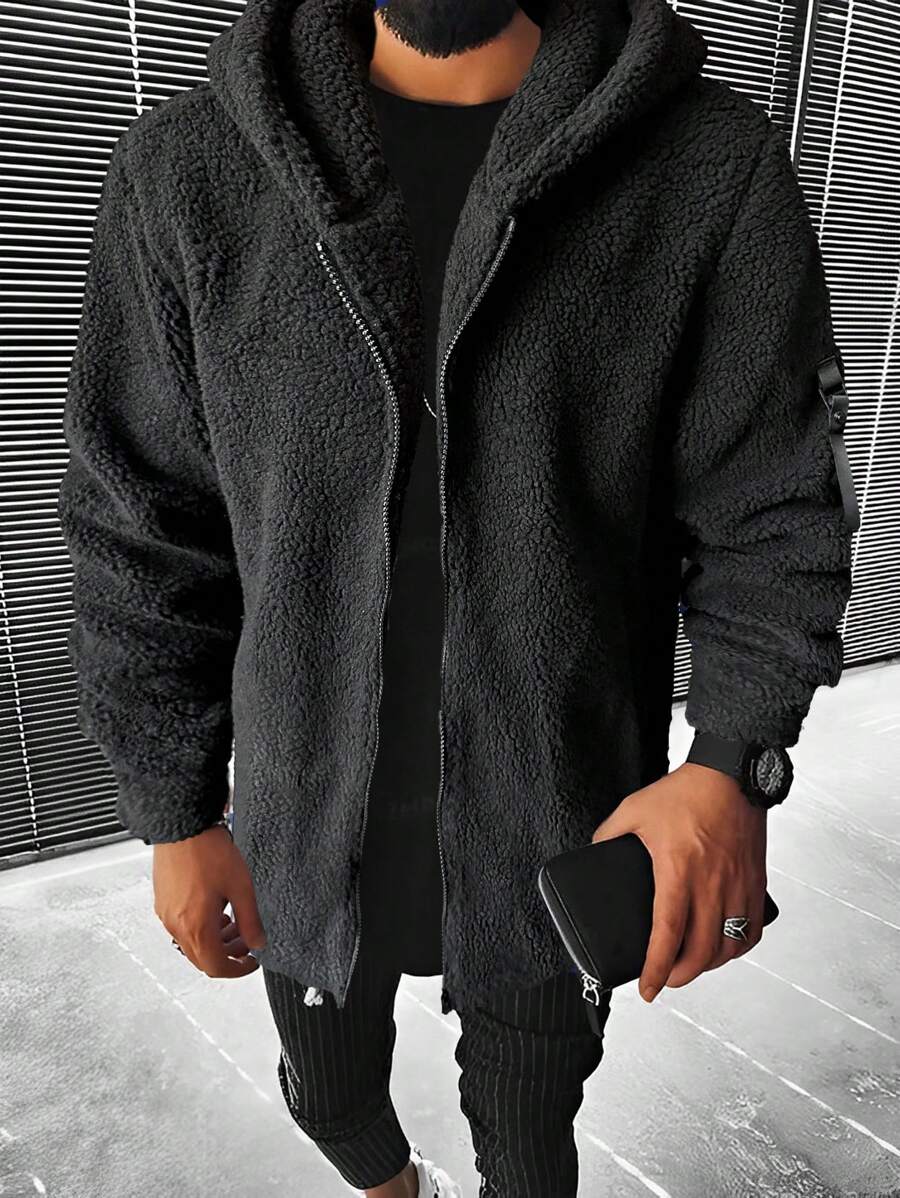 Manfinity Homme Men Zip Up Hooded Teddy Jacket | SHEIN EUQS