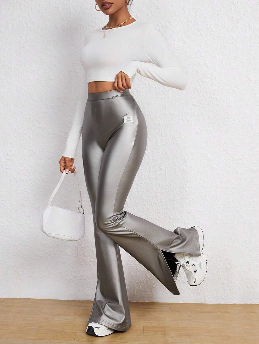 Shein Ezwear High Waist Split Hem Flare Leg Pants Shein Usa