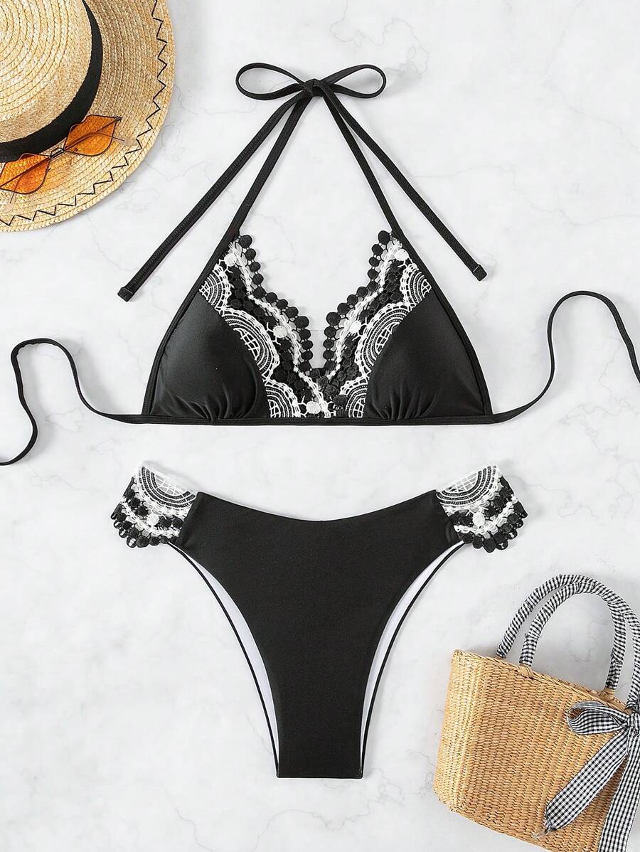 Shein Swim Womens Halter Neck Strap Separated Swimsuit Set Shein Asia