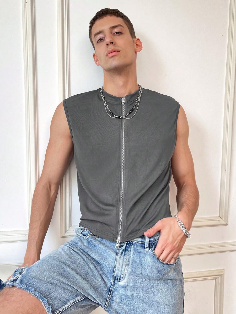FeverCity Men'S Zip-Front Tank Top | SHEIN USA