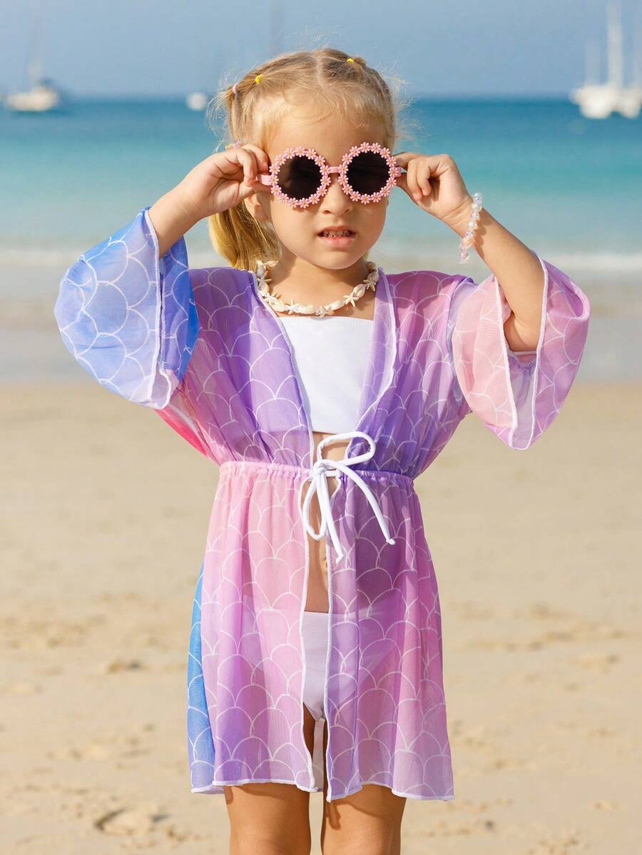 Kimono De Manga Acampanada Con Estampado De Escamas De Sirena Para Niñas Pequeñas | Moda de ...
