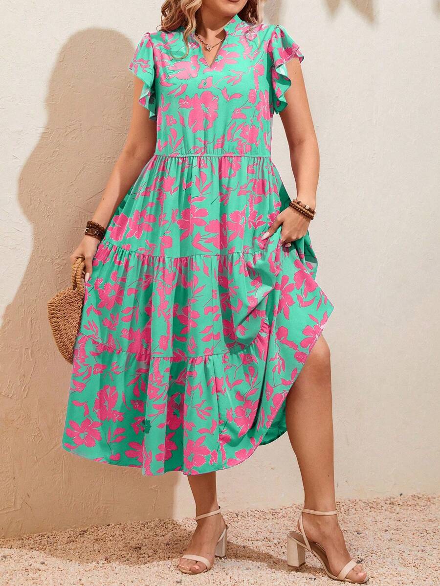 Shein Vcay Plus Size Summer Flower Printed Dress In Random Pattern Shein Uk