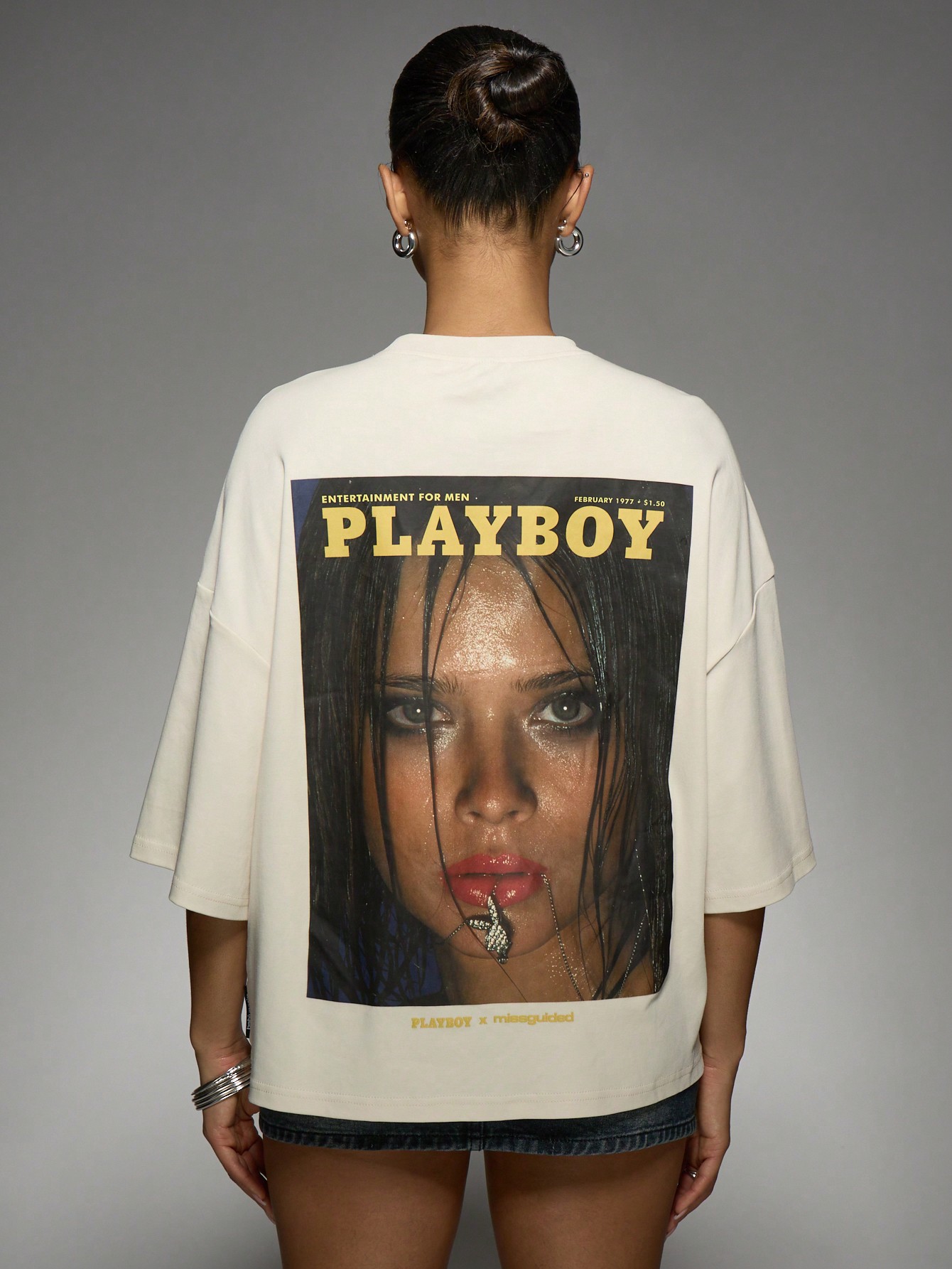 Missguided x Playboy Magazine Cover Oversized T-Shirt Vintage Retro 90S Style Graphic Print ...