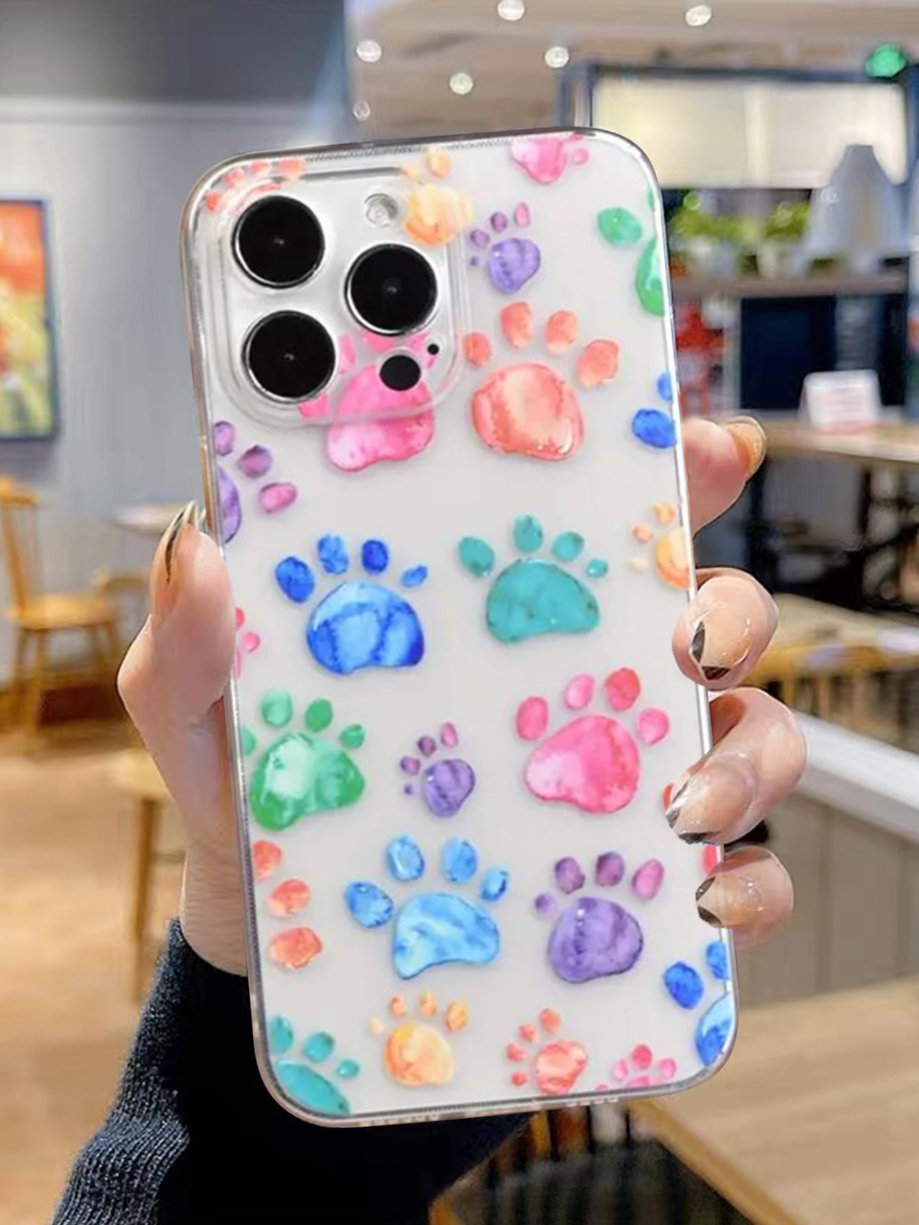 Funda transparente para teléfono con estampado de garra de gato de dibujos animados compatible ...