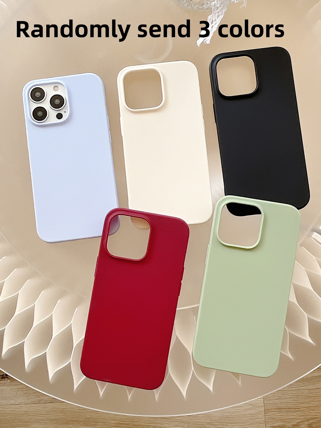3pcs Random Solid Color Matte Finish Case With Large Cutouts Compatible With iPhone 15/15Pro ...