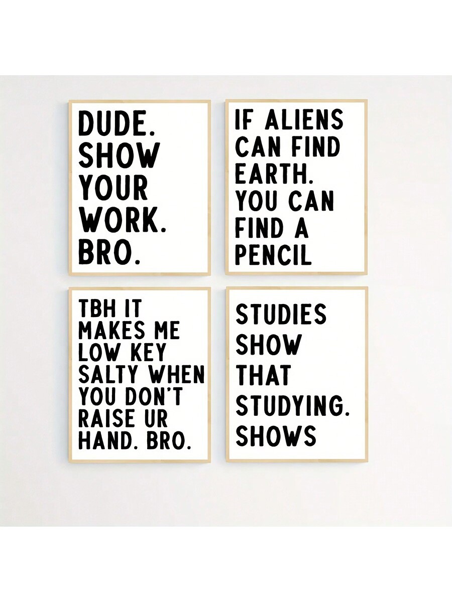 4pcs Modern Art Canvas Posters, Interesting Math Poster Set For ...