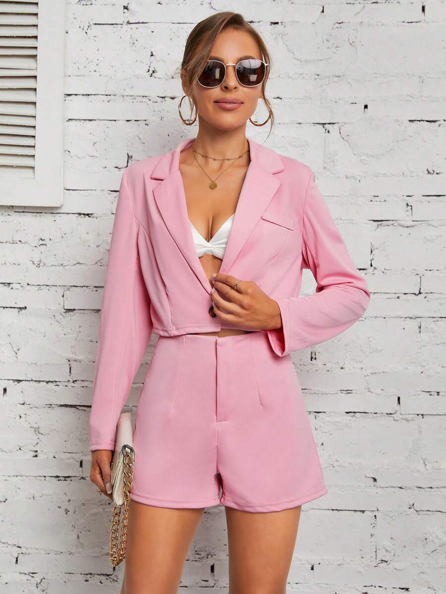 CONJUNTO PARA DAMA, CONJUNTO DE DOS PIEZAS, CONJUNTO SACO MANGO LARGA, CUELLO DE SOLAPA Y ESCOTE ...