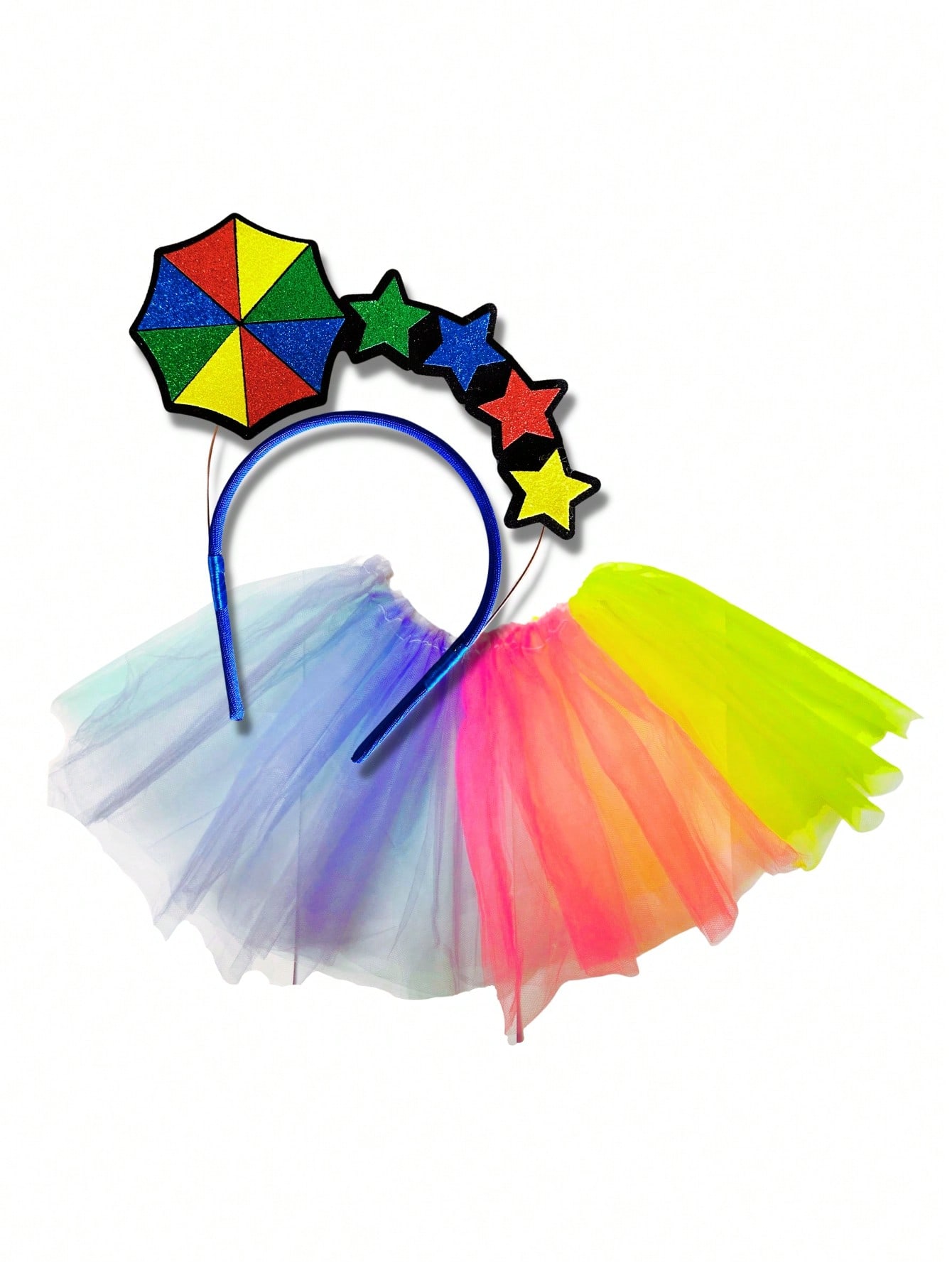 Kit 01 Fantasia Frevo Tiara + Saia Festa Bloquinho Carnaval