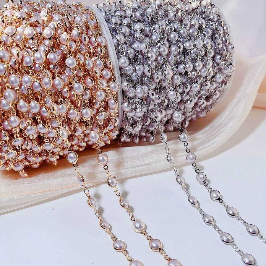 100cm 6mm Edged Pearl Chain For Diy Jewelry Making Necklace Bracelet Earring Materials Pack ...