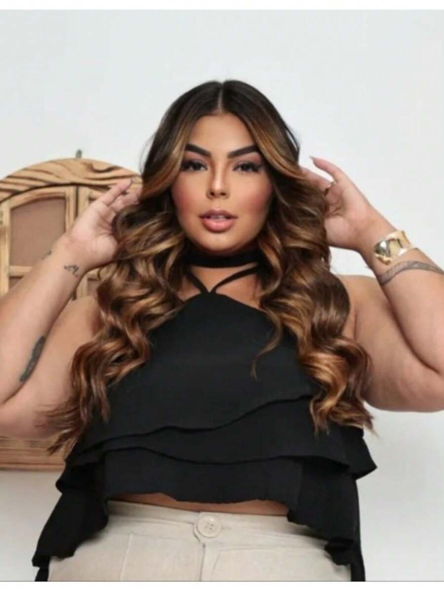 Blusinha Plus Size Babados Camadas Bata Soltinha Verão Tendencia Estilo Blogueira Frente Única