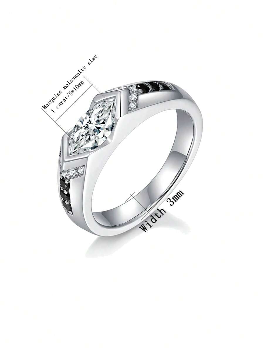 1 Pezzo Anello Unisex Minimalista In Argento S925 Con 1ct Di Occhio Di Tigre E Moissanite Bianco ...