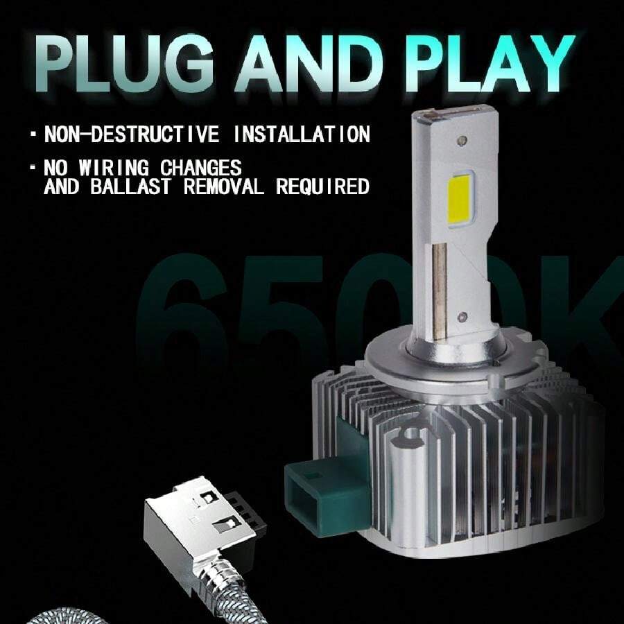 2pcs D2S D3S LED Headlights Replacement Original HID 55W D1S D4S D5S D8S LED Plug And Play 6500K ...