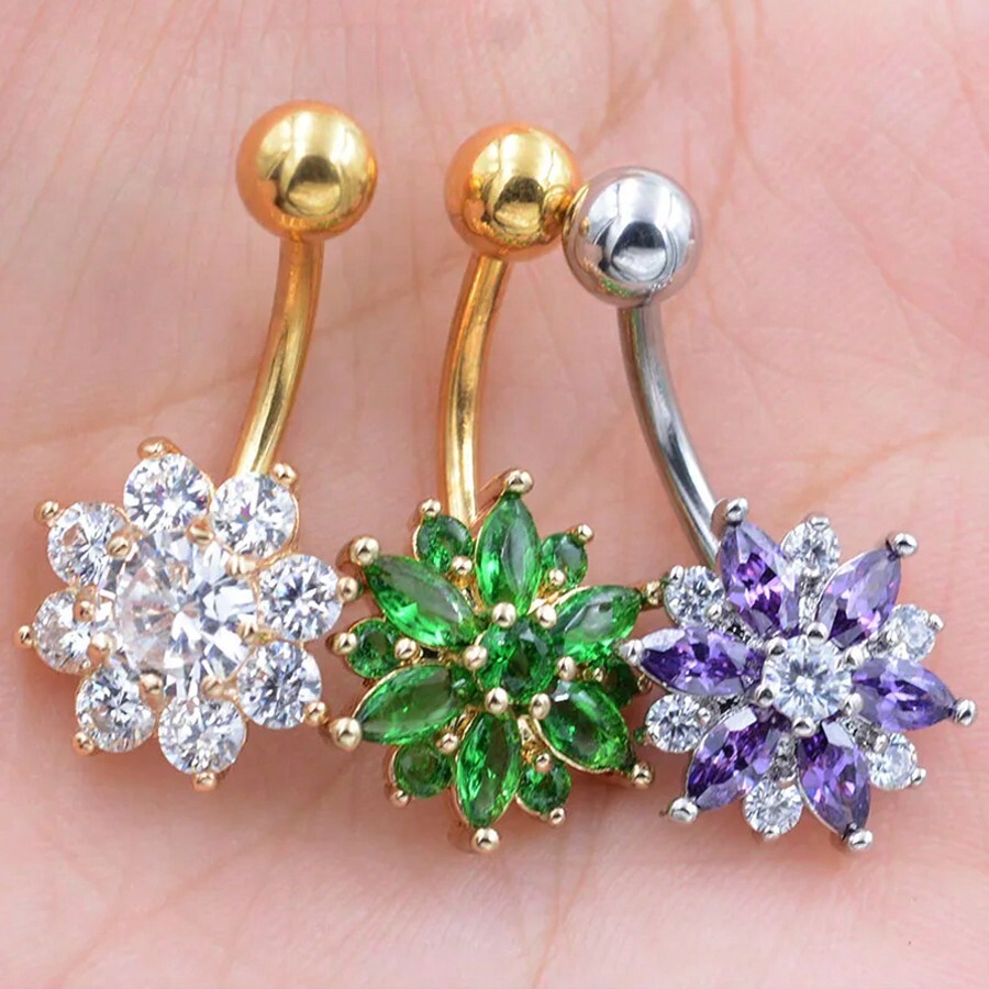 1pc Body Piercing Jewelry New Cheap Stainless Steel Flower Shape Navel
