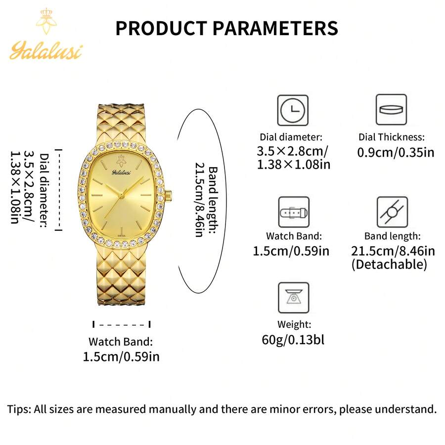 1 stuk 2024 Gouden Eenvoudig En Elegant 3D Hol-konvex Business Dame Horloges Met Diamant ...