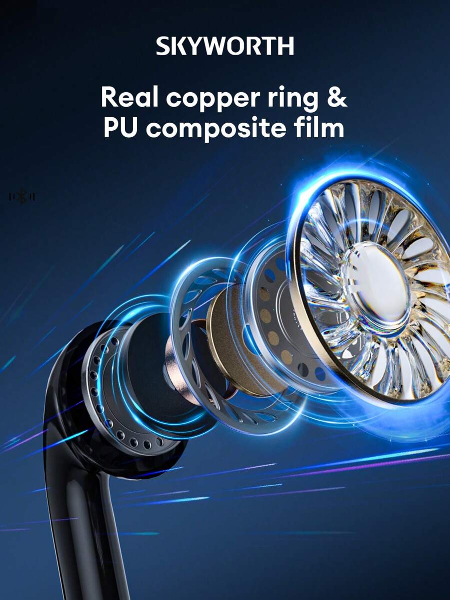 Skyworth Sep005 In-Ear Semi Earbud Wireless Headphones With Passive Noise Cancelling And 5.3h ...