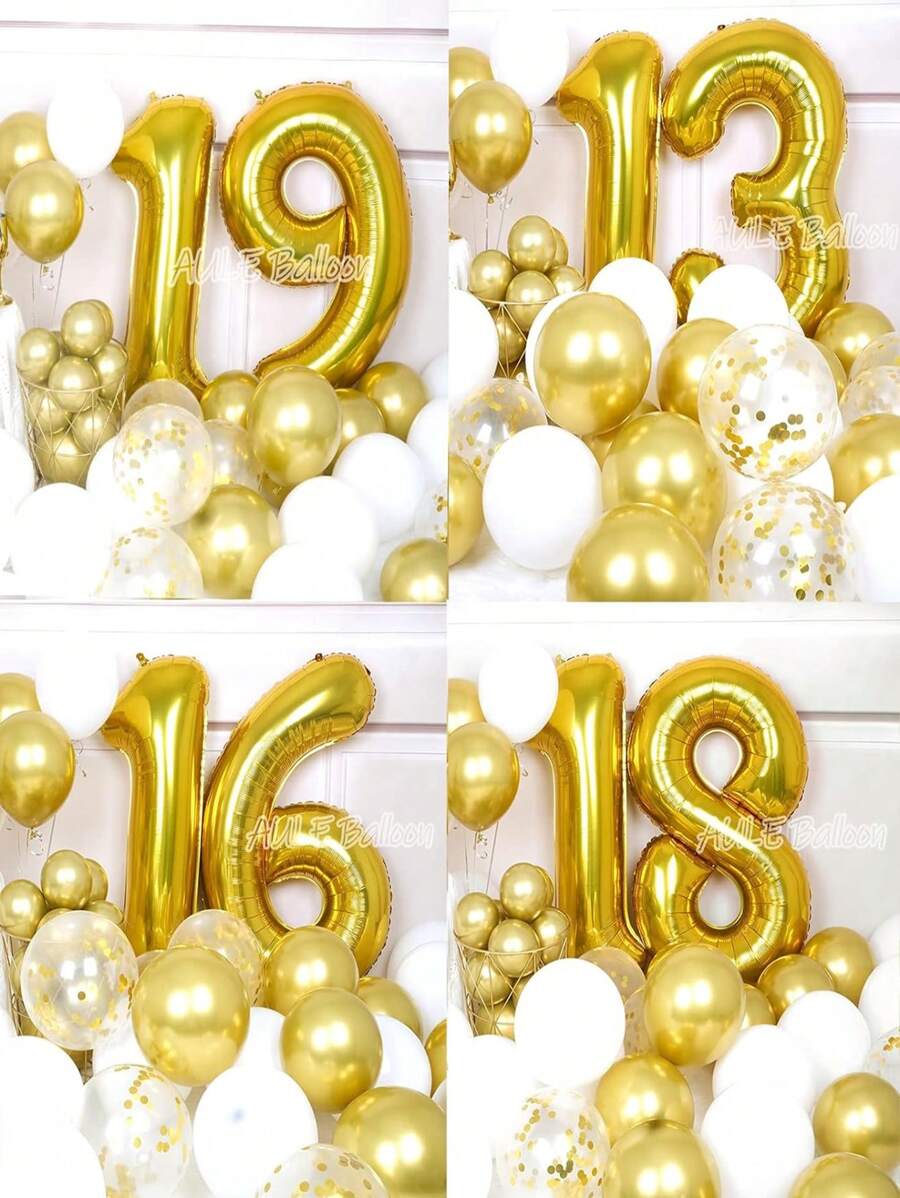 1 Pc 40 Inch Big Gold Balloon Number Large Foil Helium Number Balloons 0-9 Wedding Decoration ...