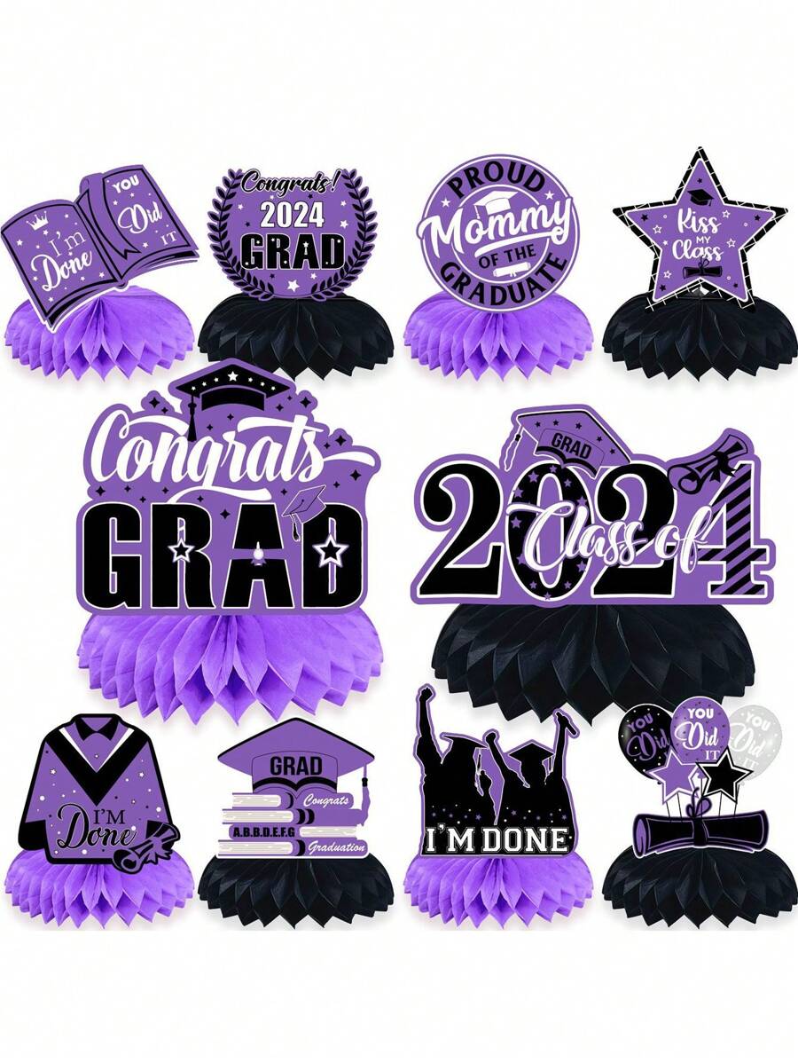 10 PCS Graduation Party Decorations Class Of 2024 Congrats Grad Table ...