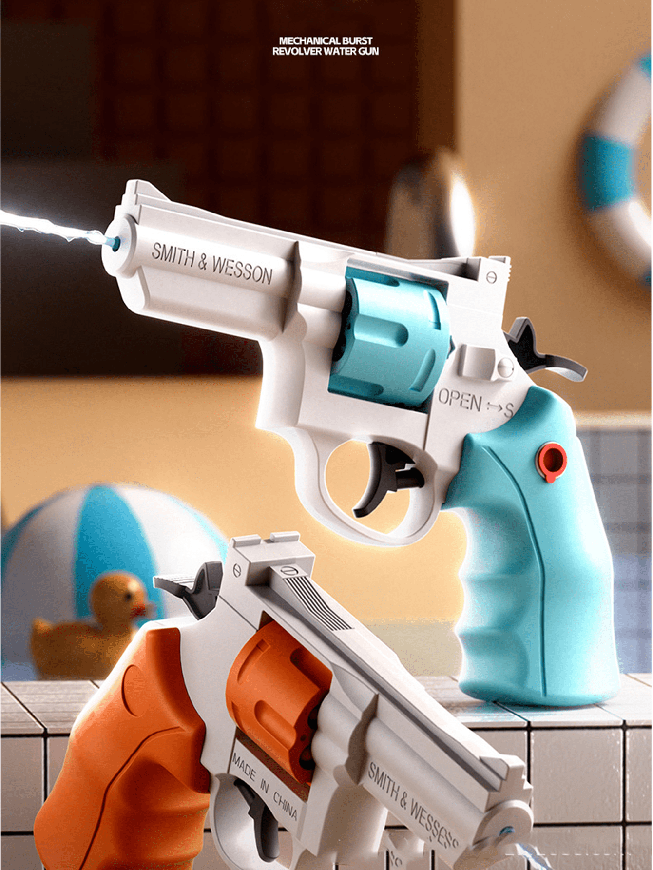 Juego De Pistolas De Agua Revolver, Con Múltiples Chorros De Agua, Juguete De Agua Interactivo ...