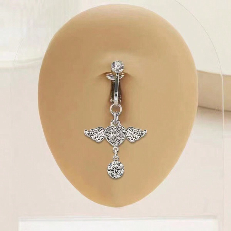 1pc Non Piercing Belly Button Ring With Star Globe Gun And Diamond Elements For Womens Party