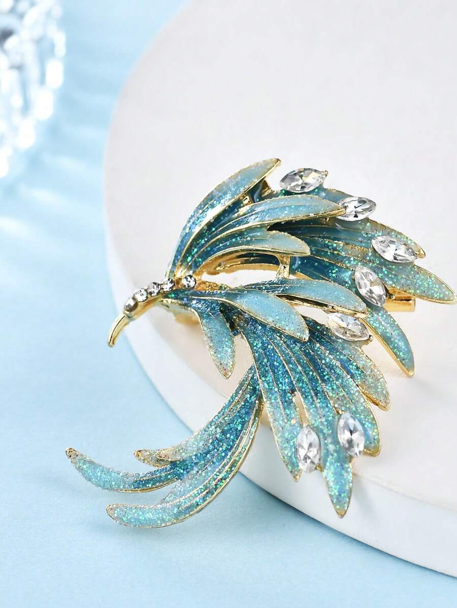 1 Stück Chinesische Stil Brosche, Retro Emaille, Frauen Gradienten Leicht Eingebettete Diamant ...