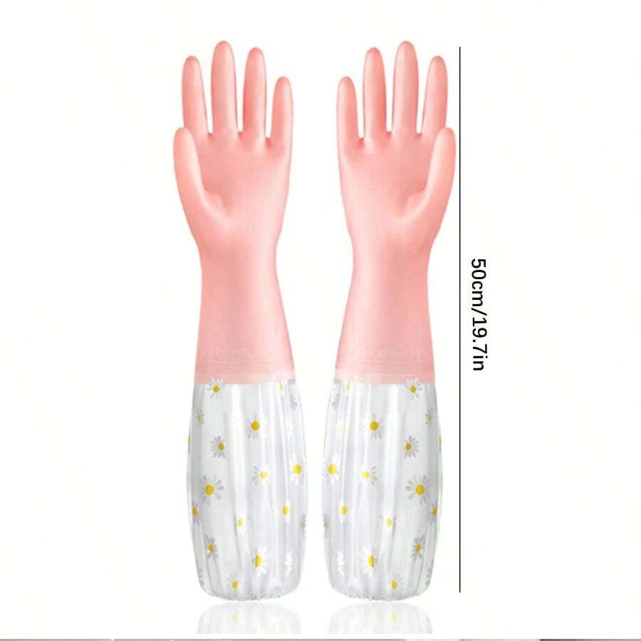 1 Pair, Long Sleeve Rubber Gloves, Reusable Dishwashing Gloves, Kitchen ... 1 Pair, Long Sleeve Rubber Gloves, Reusable Dishwashing Gloves, Kitchen ...