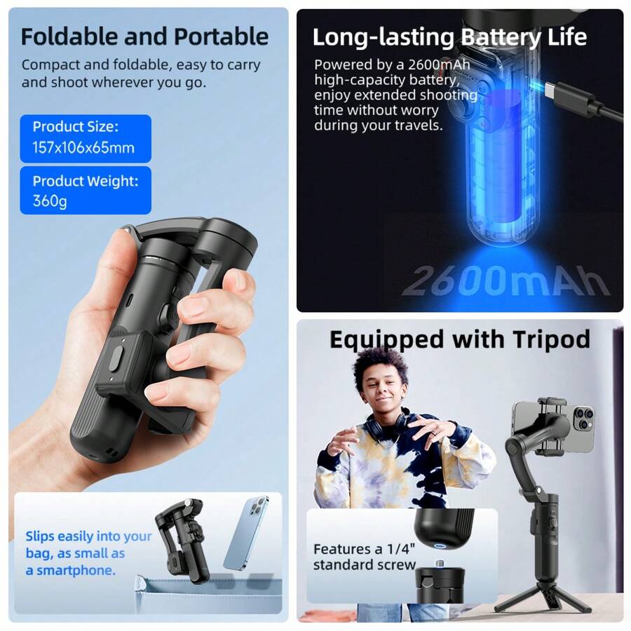 Newest TOKQI M02 Gimbal Stabilizer For Smartphones 3 Axis Phone Gimbal