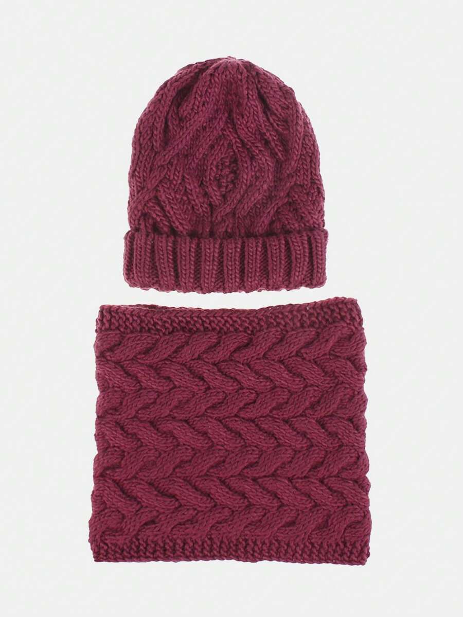 1 Zestaw Czapki I Szalika Cable Knit Beanie 2 Szt Garnitur Damski