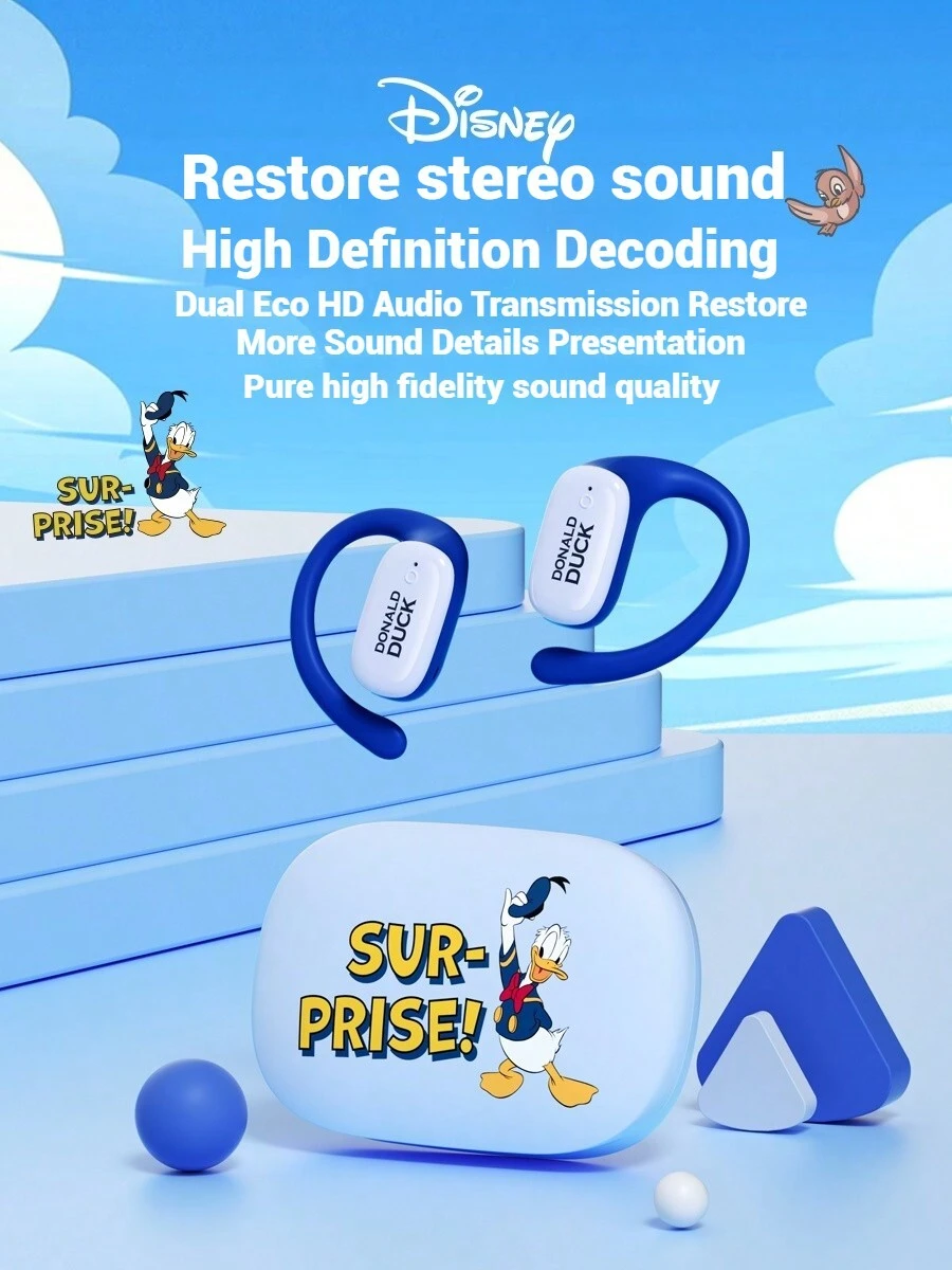 Disney Series Disney Bluetooth Earphones QS O07 Donald Duck Light Blue
