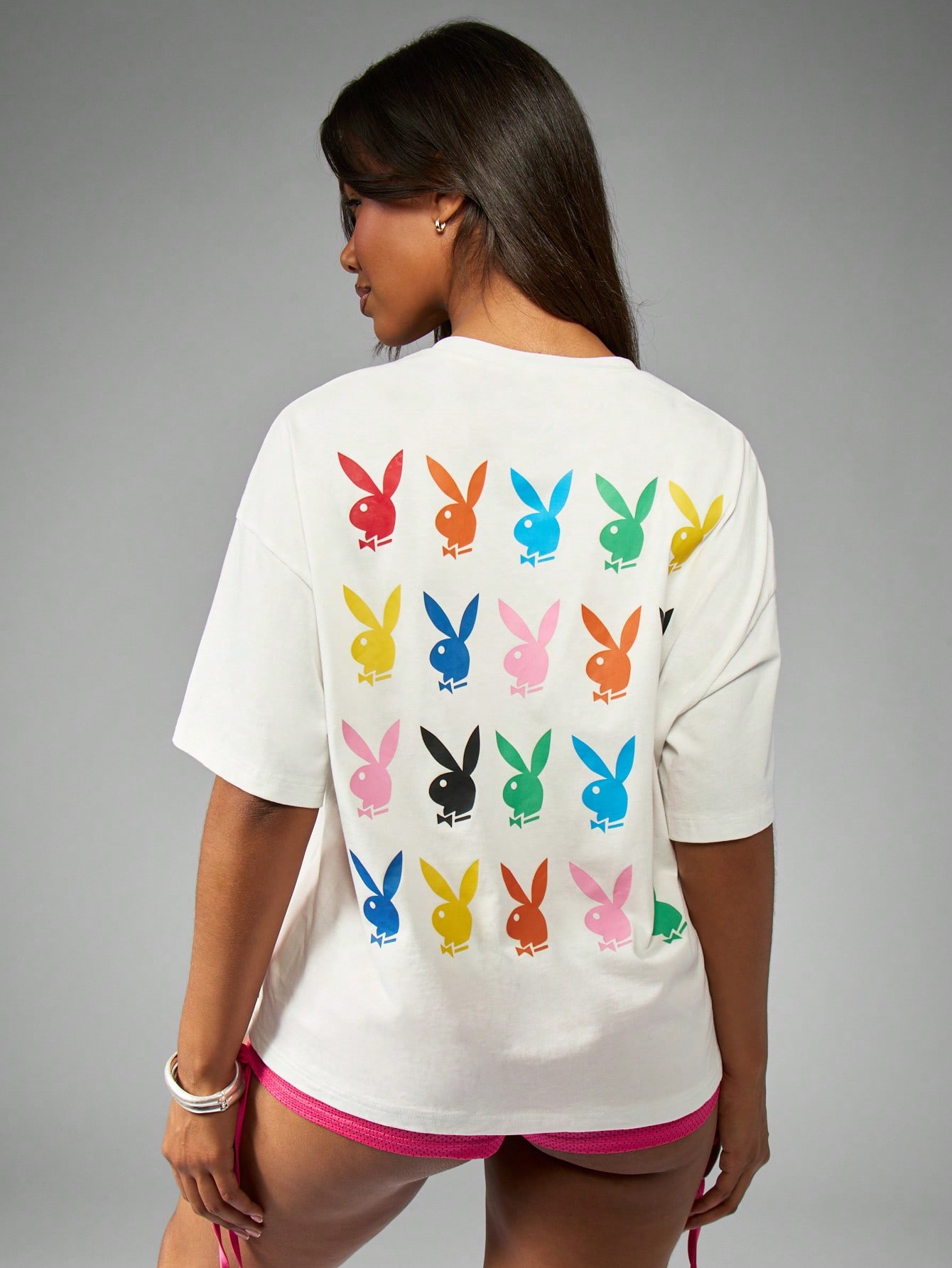 Missguided x Playboy Retro Bunny Pattern Oversized Casual T-Shirt｜MISSGUIDED