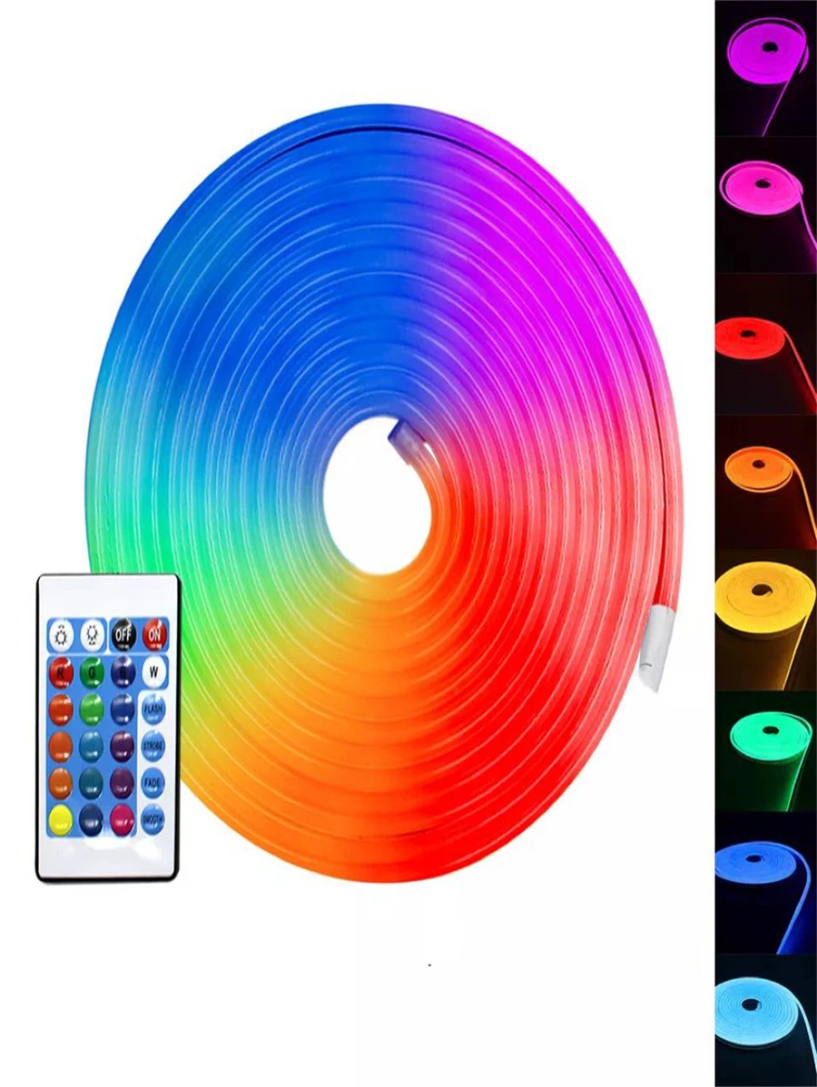 Fita Neon Led 5m 12v Flexível Alto Brilho Rgb Com Controle Colorido | SHEIN Brasil