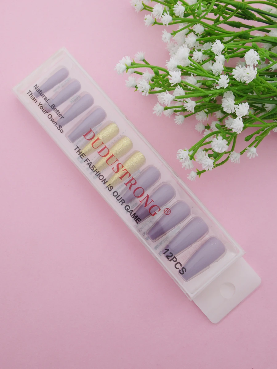 Unhas Postiças 12 Unhas Com cola Coloridas Tamanhos T-323-2B | SHEIN Brasil
