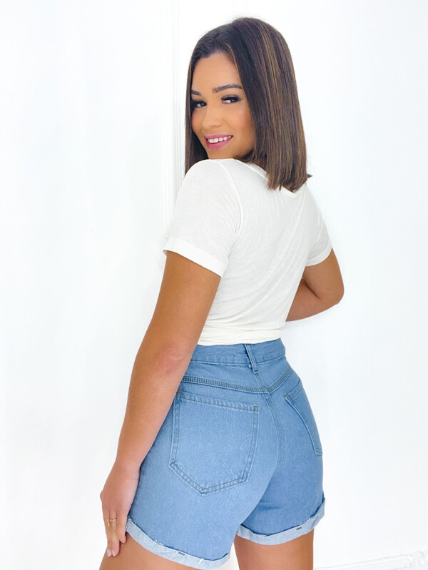 RD_modas short Mom Jeans moda Vintage tradicional cintura alta feminina liso | SHEIN Brasil