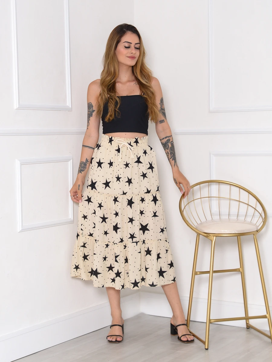 SEIA LONGA DE ESTRELA | SHEIN Brasil