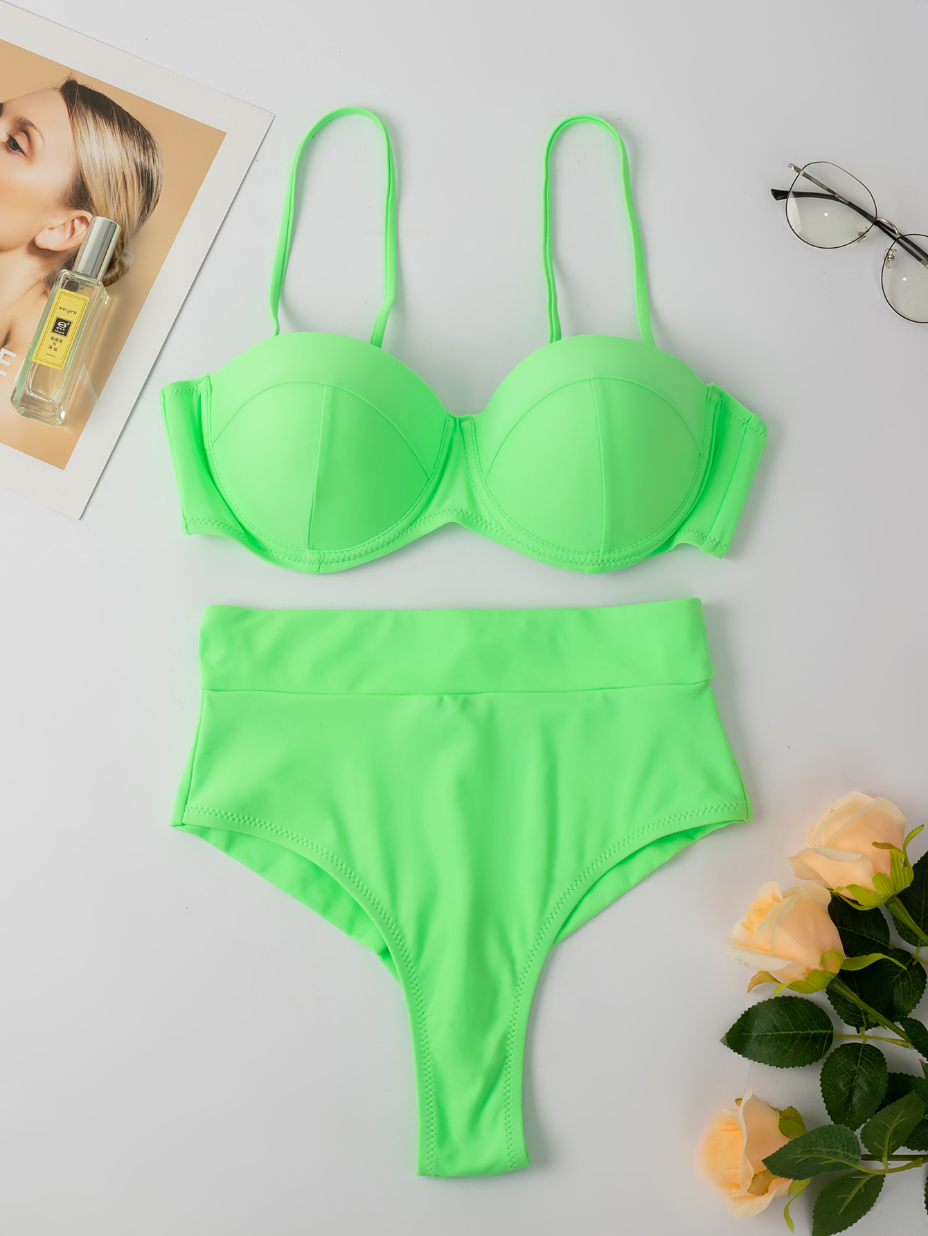 RWX Vestuarios Biquíni lateral larga de alcinha fina, Cintura Alta RWX ...