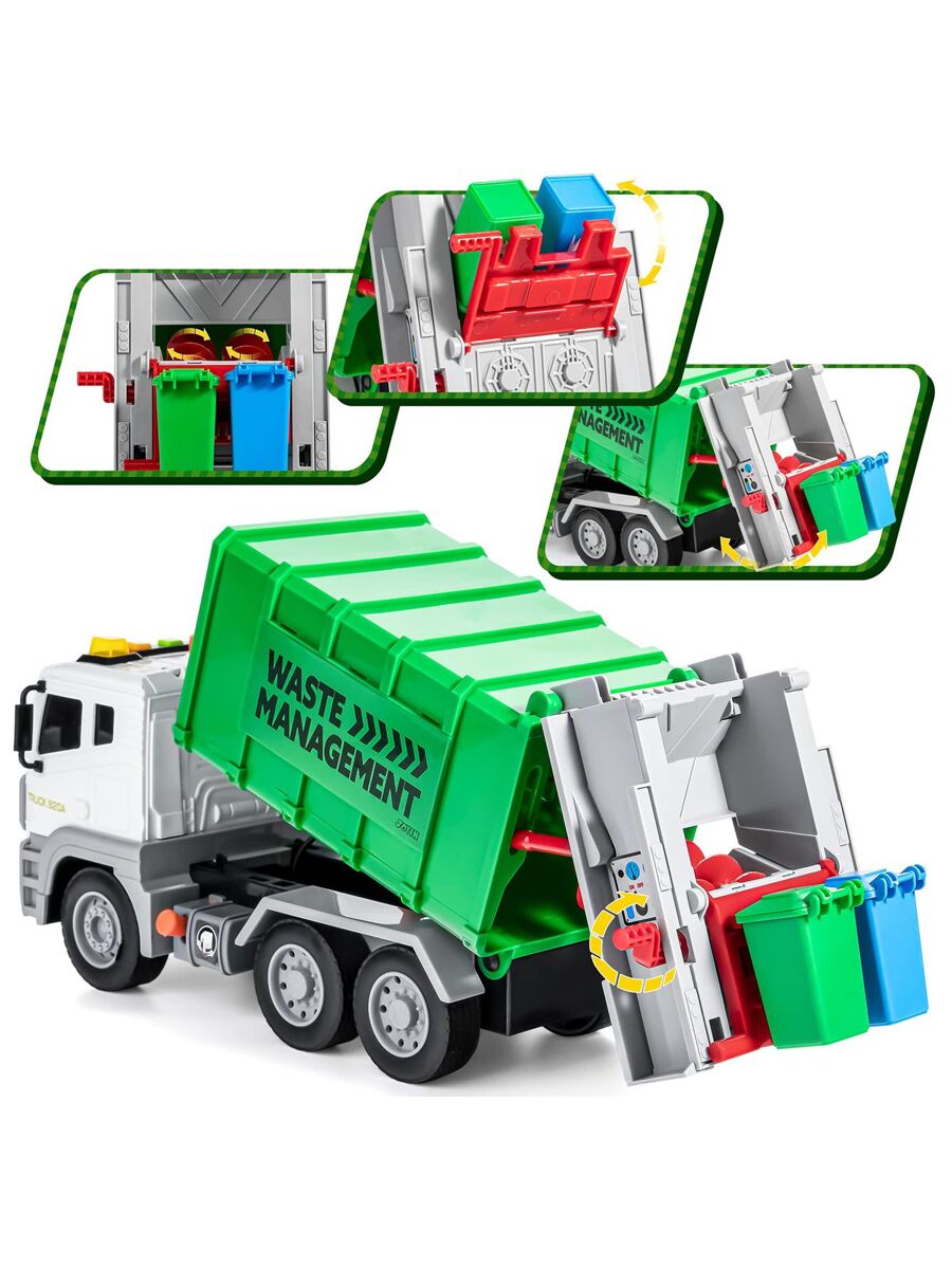 Syncfun 12.5" Garbage Truck Toy, Friction-Powered Trash Truck With ...
