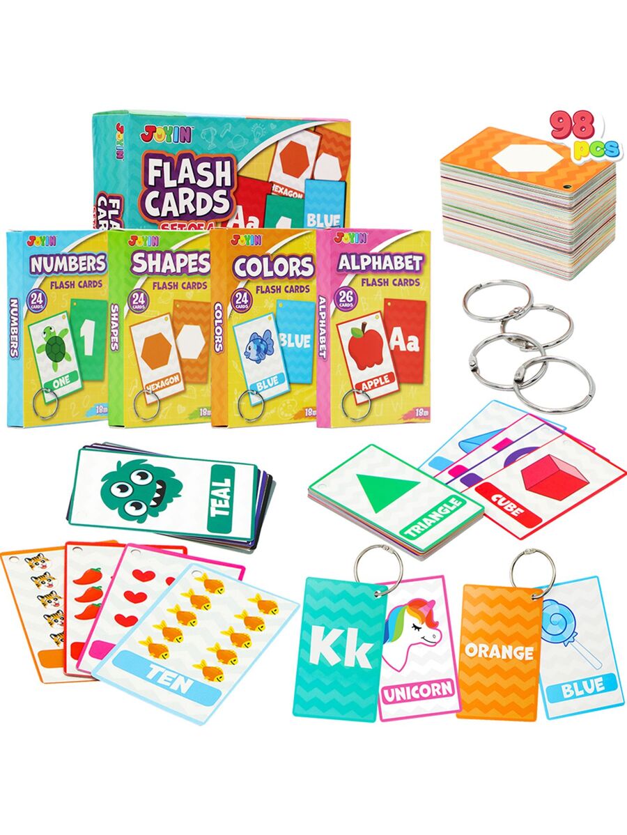 JOYIN 4 Pcs Kindergarten Flash Cards, Educational Game Set For Babies ...