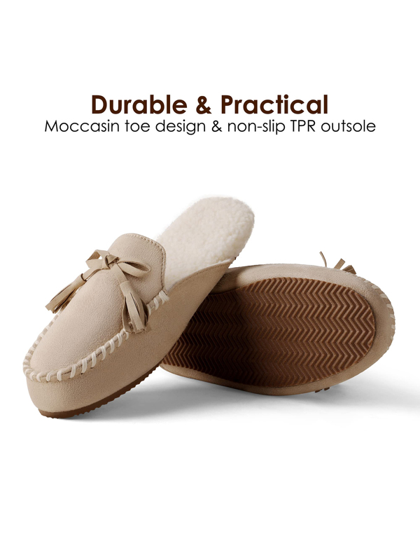 DREAM PAIRS Women's Memory Foam Moccasin Cozy House Slippers with Fuzzy and Warm Sherpa Fleece ...