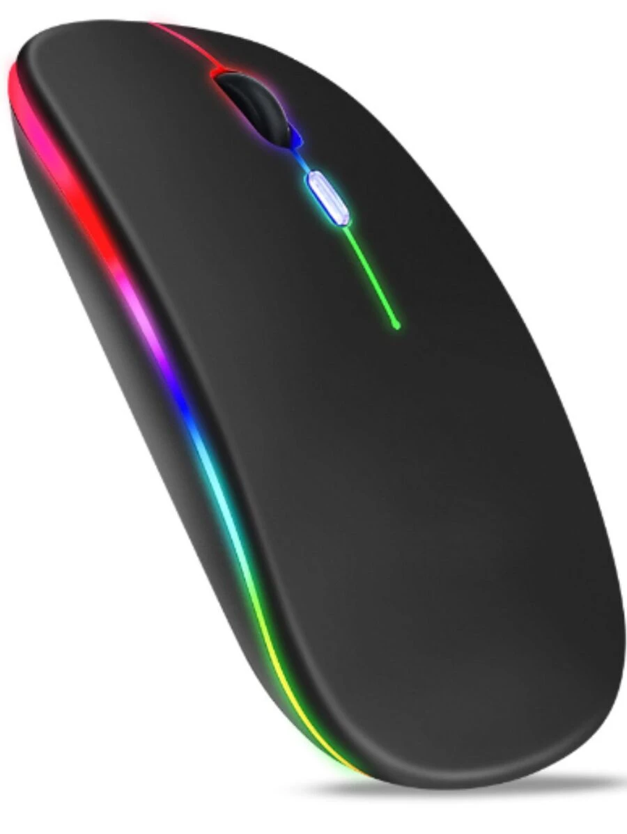 Mouse Sem Fio Optico Silencioso Ergonômico Recarregável Led RGB USB ...