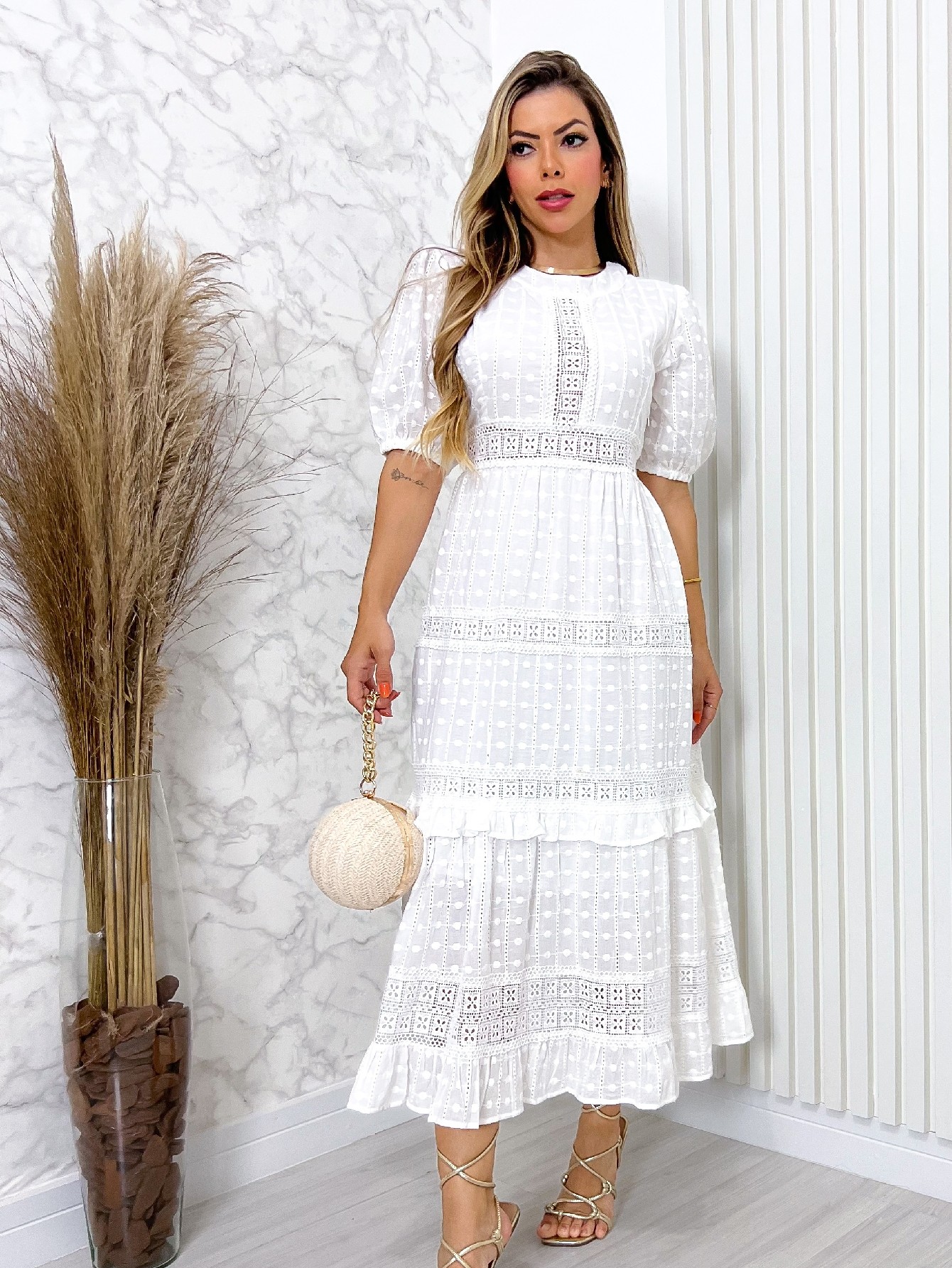 HQ80 VESTIDO MIDI FEMININO | SHEIN Brasil