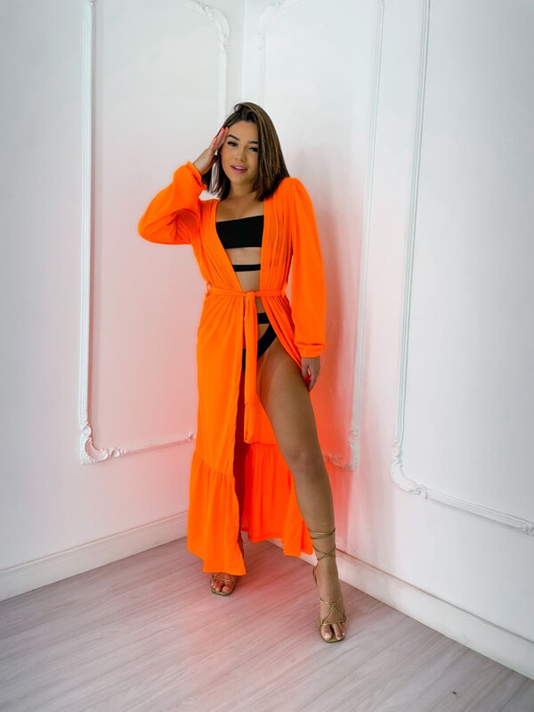 RD_modas Saida de praia puro simples vestido longa banho piscina cor neon 010 | SHEIN Brasil