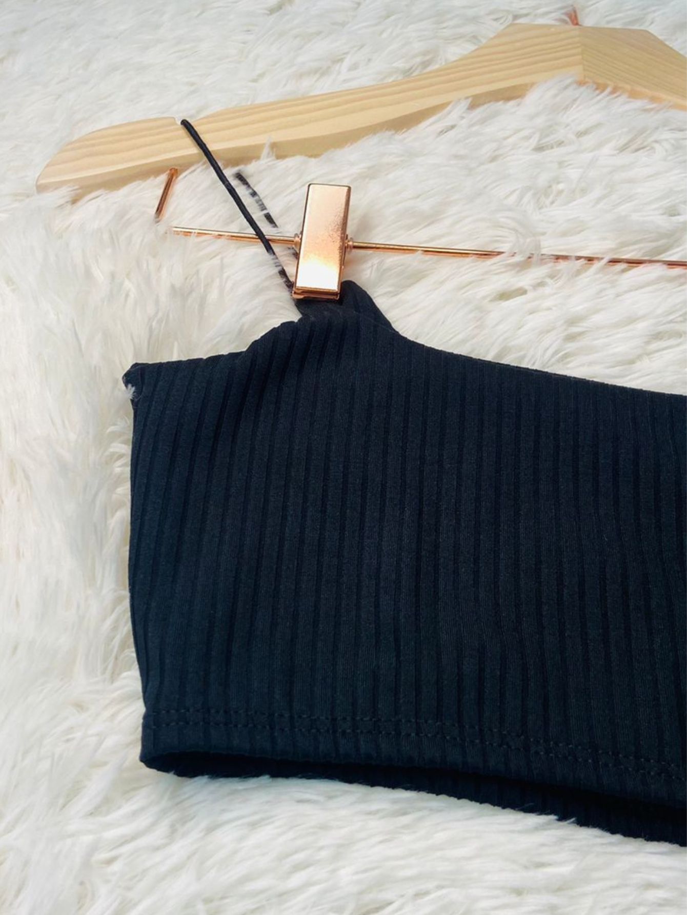 Closet Lolitas Cropped top alcinha canelado Preto | SHEIN Brasil