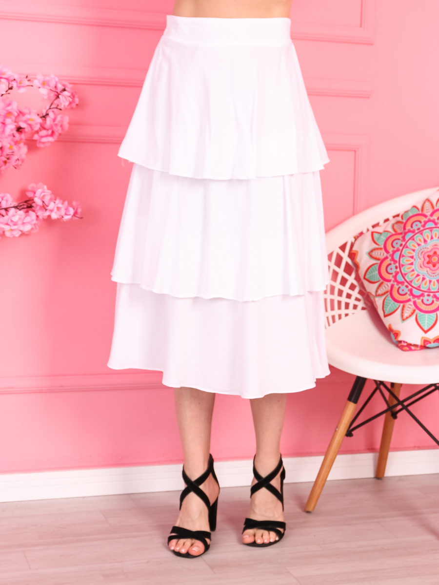 SAIA COM BABADOS moda femininas | SHEIN Brasil