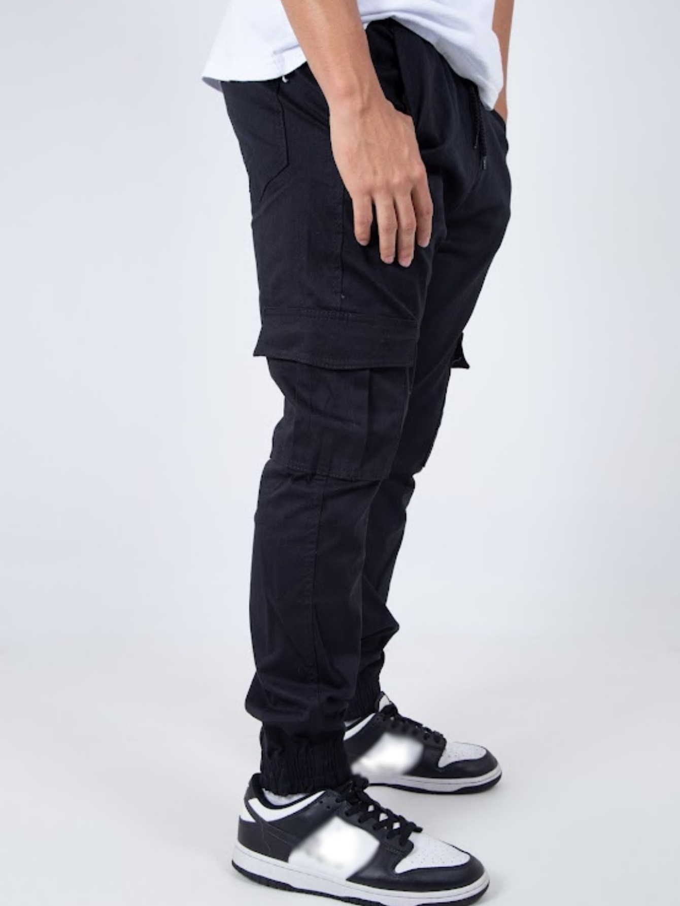 Prime Star Calça Cargo Jogger Sarja Masculina Punho Elastano Streetwear