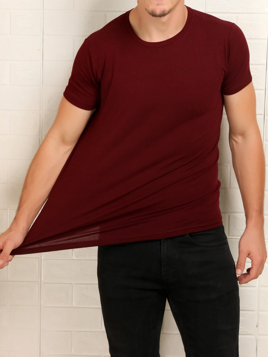 Camisetas Basicas Manga Curta Com Elastano Malha Visco Lycra(Malha Fria ...