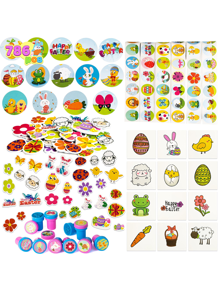 JOYIN 786 Pcs Kids Easter Assorted Crafts Kit with Stickers Rolls ...