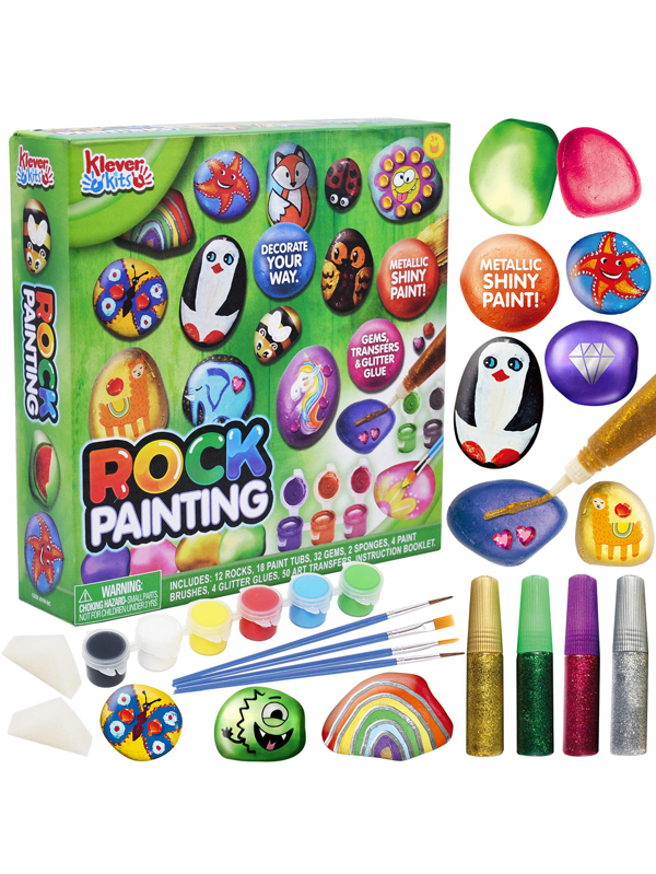 Klever Kits 12 Rock Painting Kit, Creativity Arts & Crafts, DIY ...