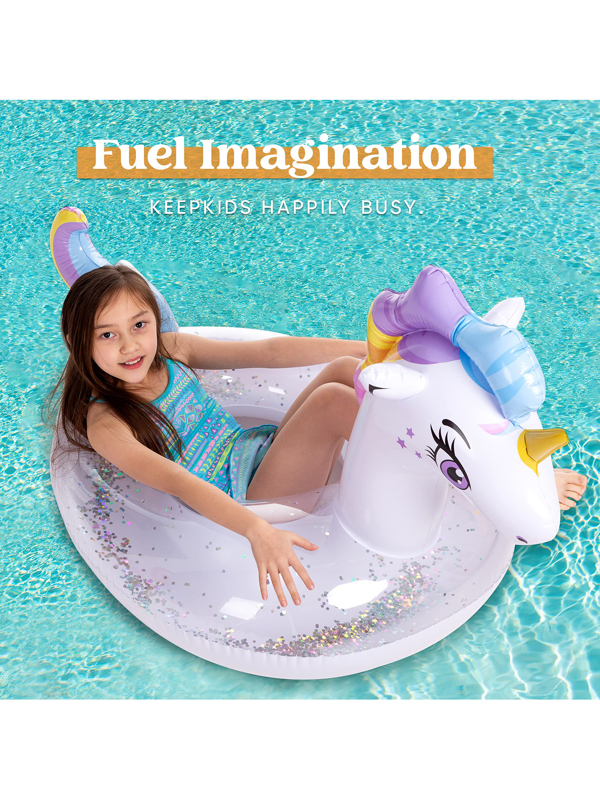 Inflatable Unicorn Pool Float with Glitters, Tubes for Floating for ...